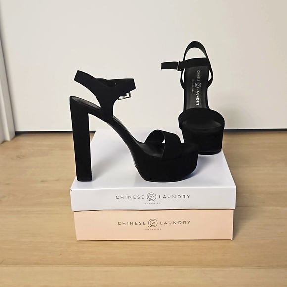 Chinese Laundry | Shoes | Chinese Laundry Suede Black Platform Heels ...
